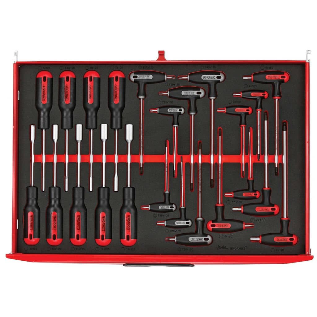 TengTools - Nut Driver & Hex/TX T-Handle Set FOAM4X4 23 Pieces - TTEX2
