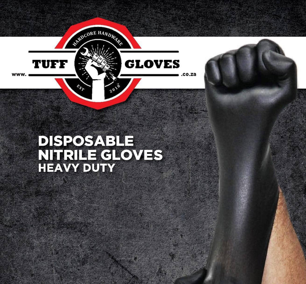Tuff Glove - Heavy Duty Disposable Powder Free Nitrile Gloves - Pack o