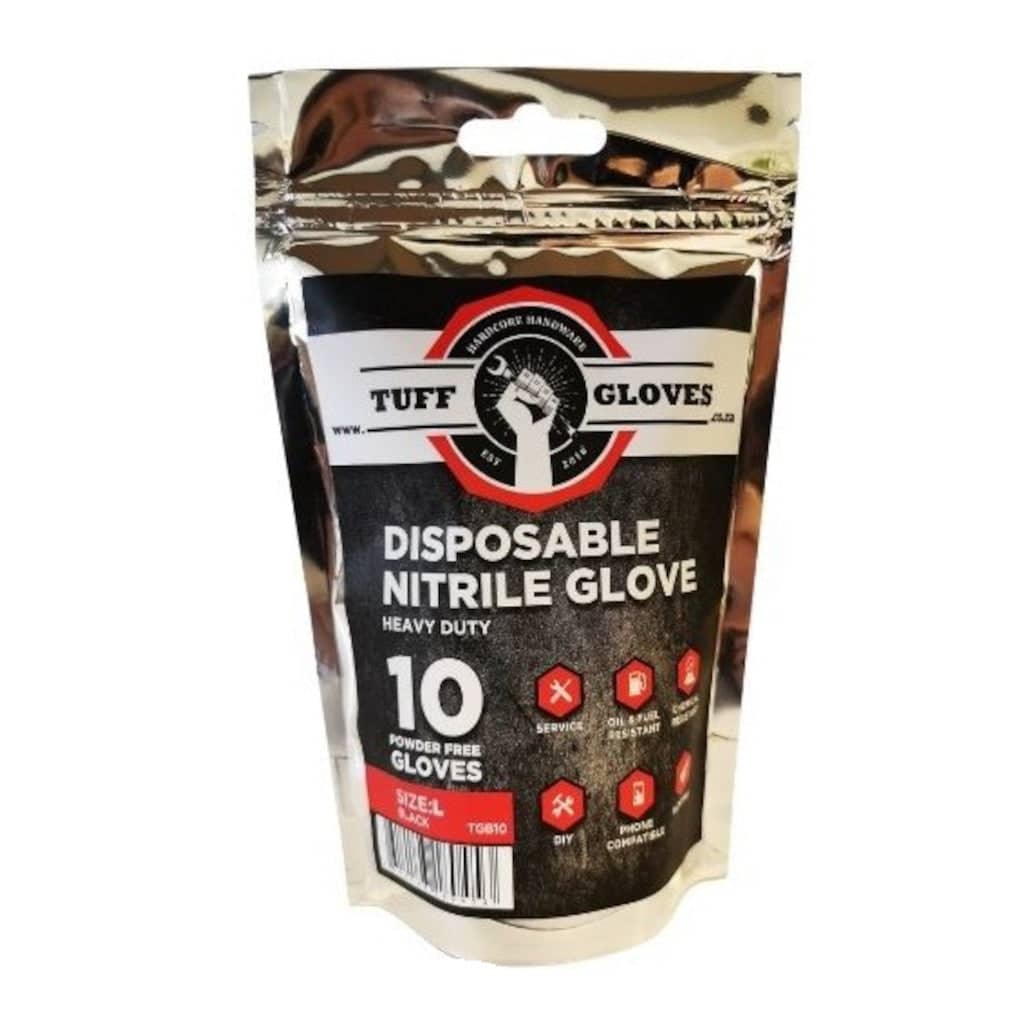 Tuff Glove - Heavy Duty Disposable Powder Free Nitrile Gloves - Pack o